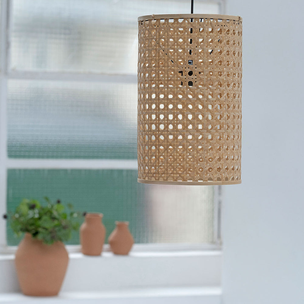 Suspension cylindrique en bambou naturel (non éléctrifiée) fait main – Decoclico