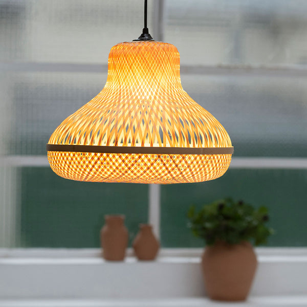 Suspension forme poire en bambou naturel (non éléctrifiée) fait main ...