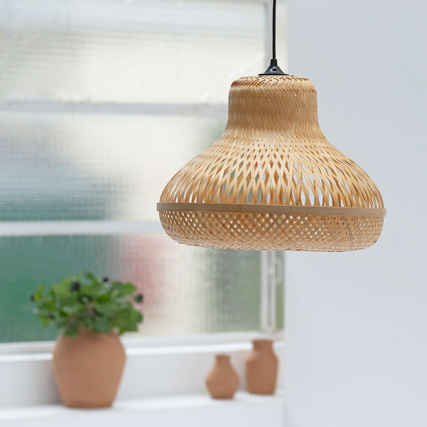 Suspension forme poire en bambou naturel (non éléctrifiée) fait main ...