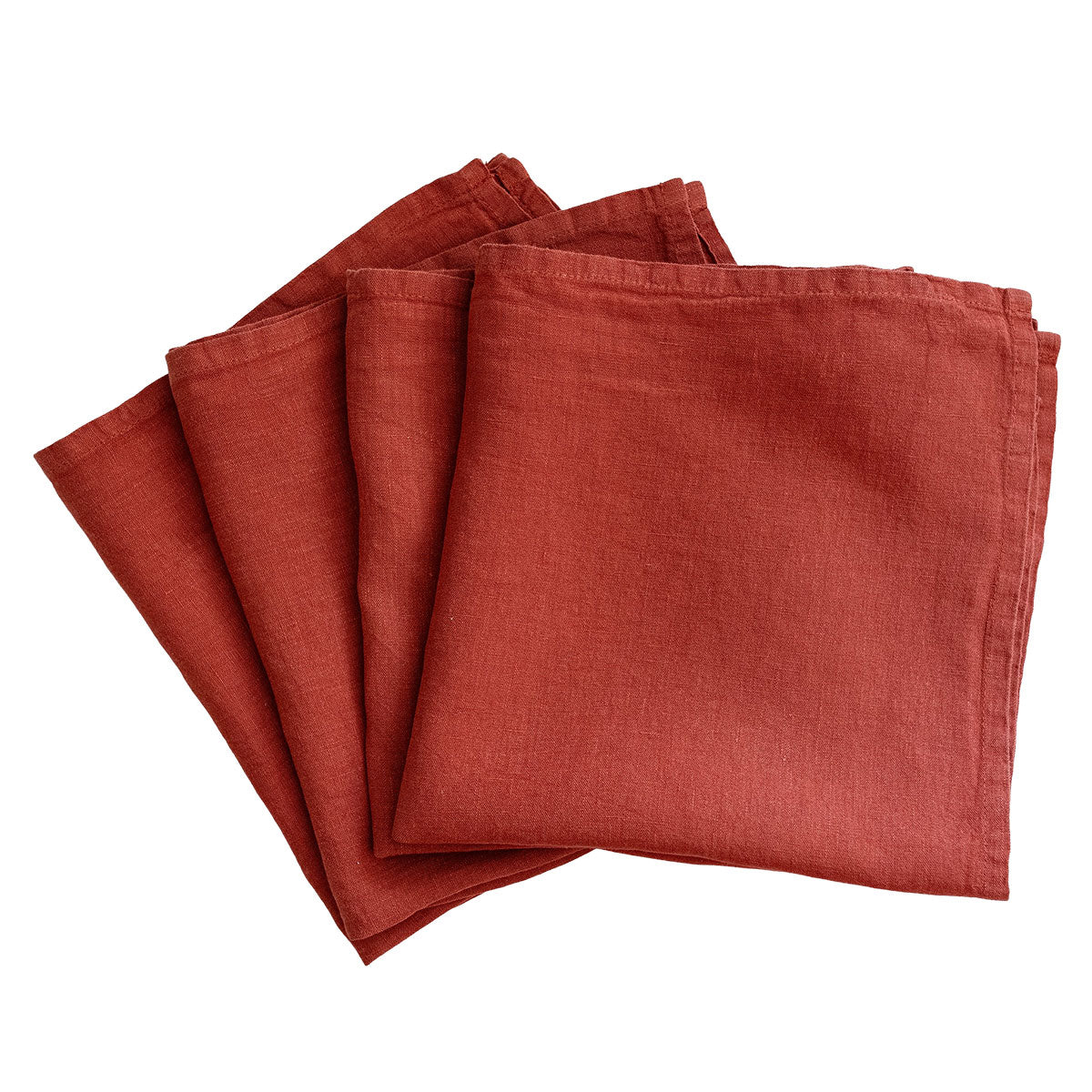 Set de 4 serviettes de table en lin lavé terracotta Oslo – Decoclico