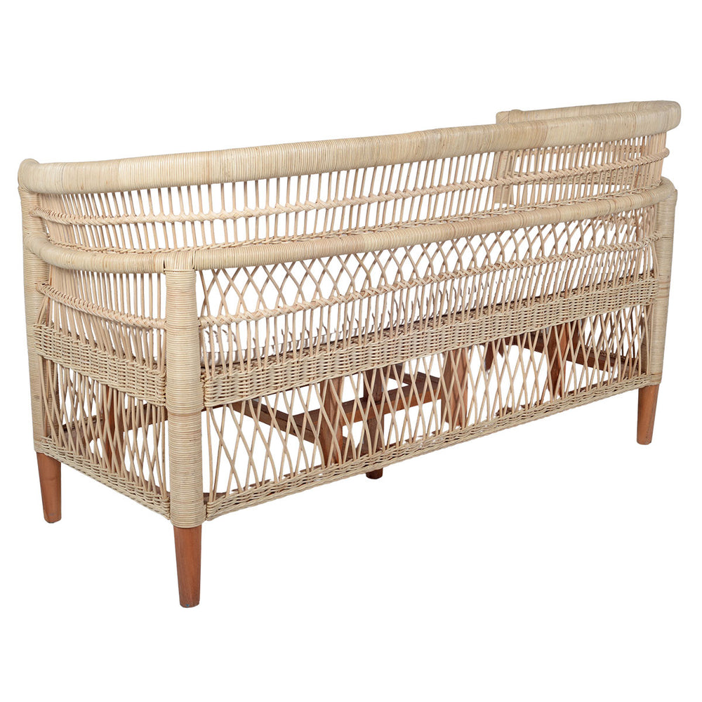 Banquette inspiration Malawi en rotin et coussin d'assise en toile che – Decoclico