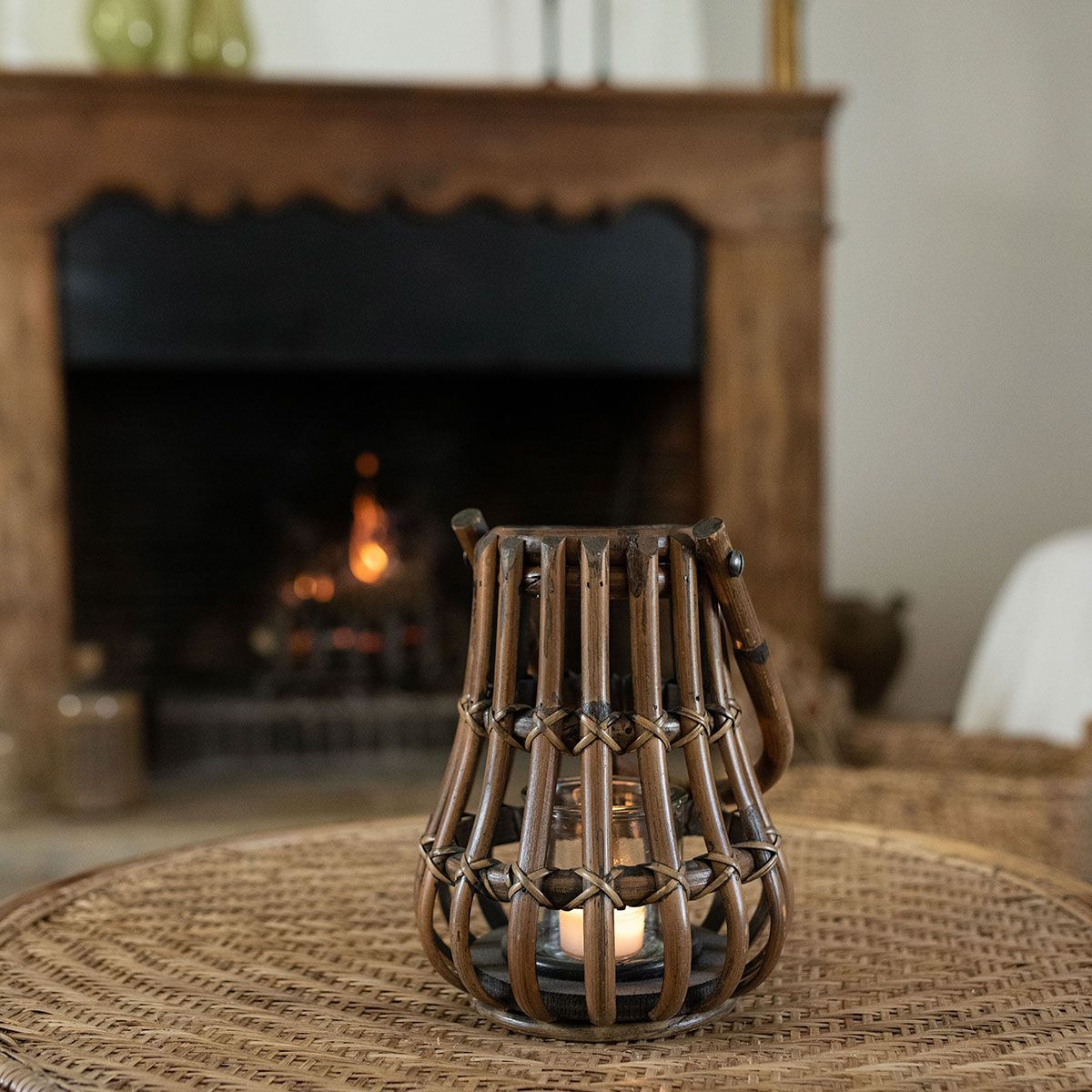 Photophore lanterne en rotin avec anse fait main – Decoclico