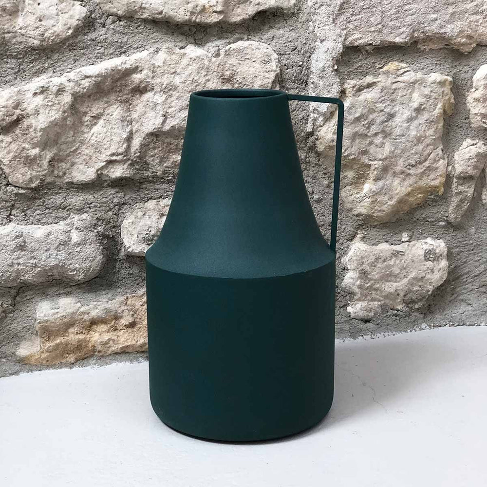 Vase pot à lait en métal vert forêt H38 cm - Tosca – Decoclico