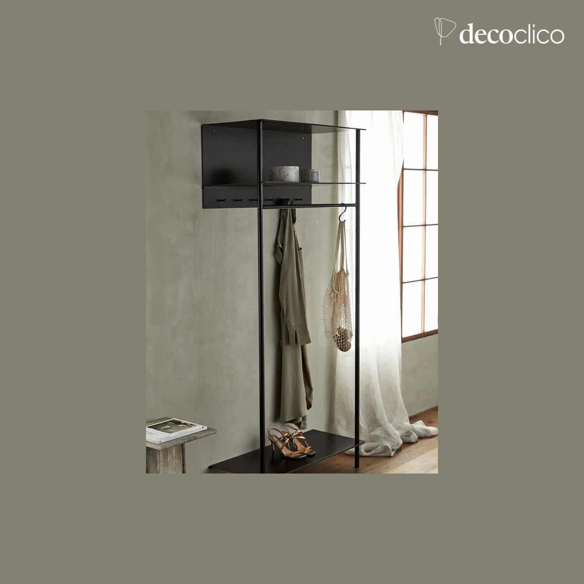 Portant meuble d´entrée en métal noir 1 étagère Setun Nordal